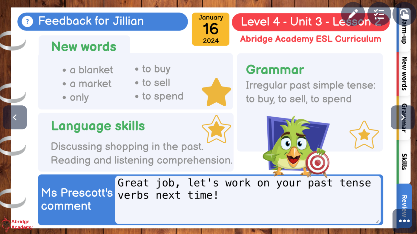 ClassIn: Sending lesson feedback – Abridge Academy